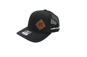RETRO Stainless Headers Hat- Leather Patch Black on Black